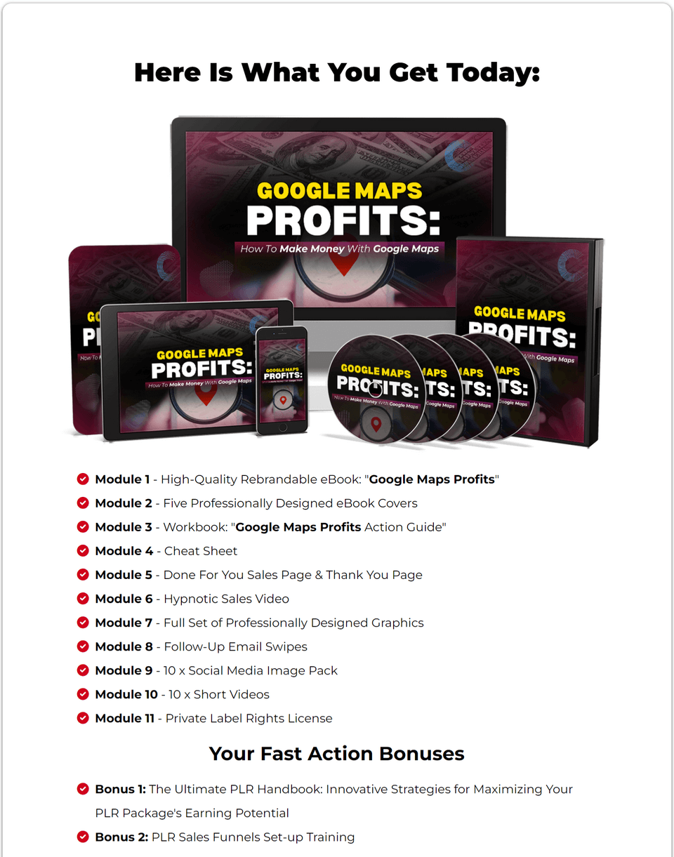 Google Maps Profits PLR Review & My Handy Bonuses