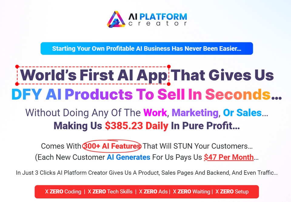AI Platform Creator Review: DFY AI product for instant profits