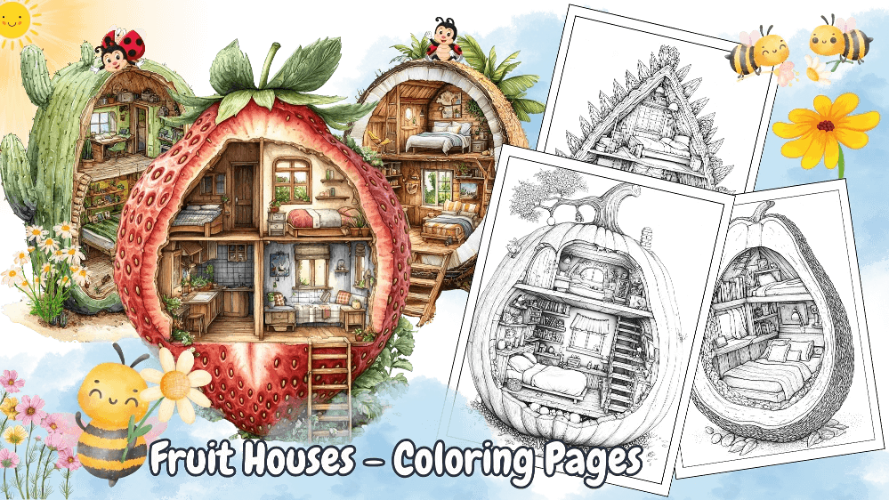 Fruit Houses – (PLR) Coloring Pack Review & KDP Bonuses